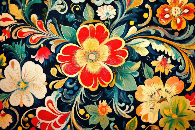 Background with Russian Pattern Stock Illustration - Illustration of ...