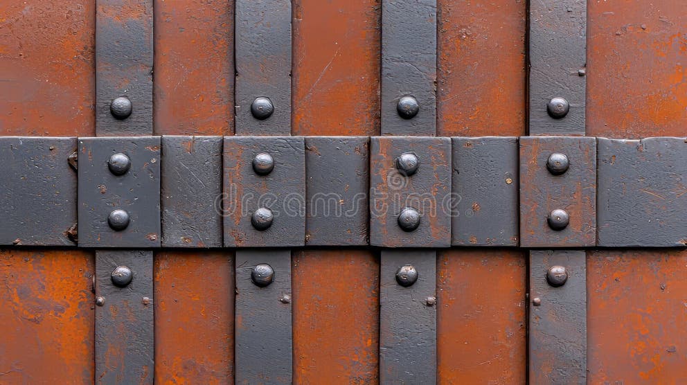 Background of Rusty Metal Texture - Steel Panels Featuring Rivets Stock ...