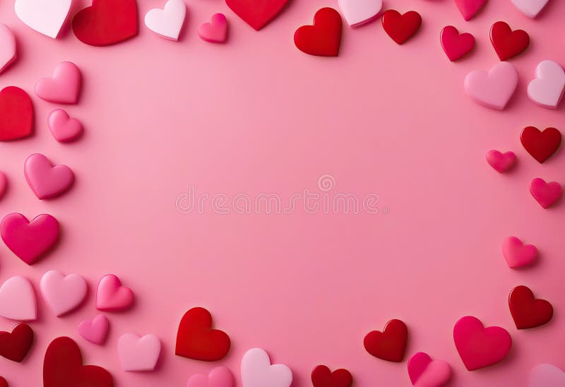Background Saint Card Greeting Red Various Hearts Banner Pink Border ...