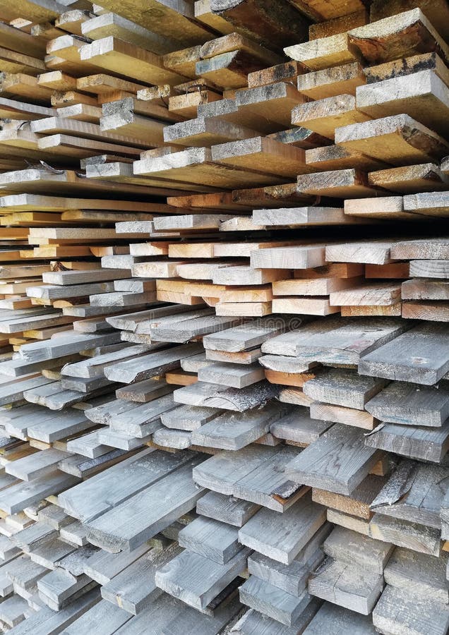 Sawn Boards in a Stack. Lumber at a Sawmill or Building Stock Image ...