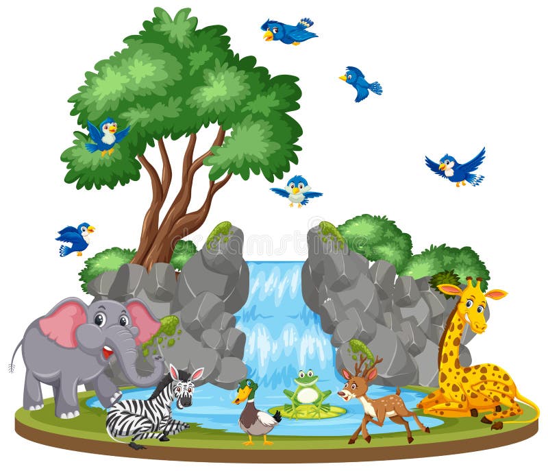 Animal on waterfall background - okbatman