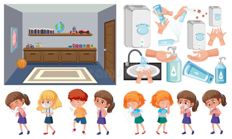 Background Scene of Classroom and Many Sick Students Stock Vector ...