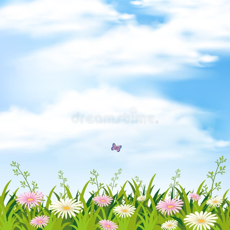 Background Scene with Flower Garden Stock Vector - Illustration of ...