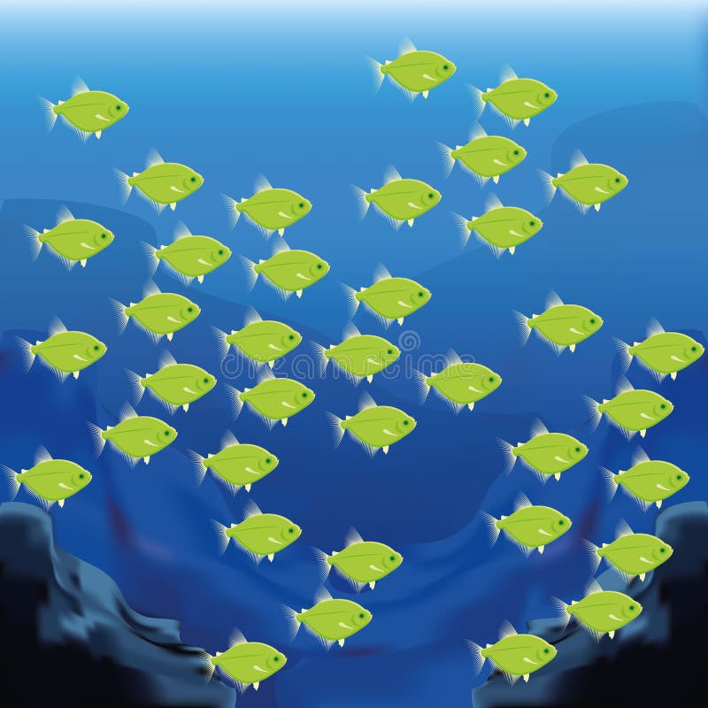 Background Scene with a Group of Fishes Stock Illustration ...