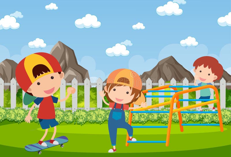 Background Scene with Kids Playing in the Park Stock Vector ...