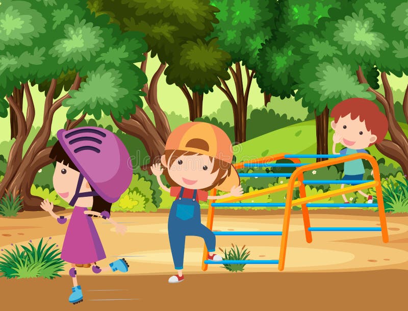 Background Scene with Kids Playing in the Park Stock Vector ...