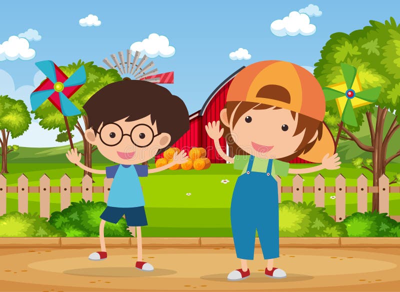 Background Scene with Kids Playing in the Park Stock Vector ...