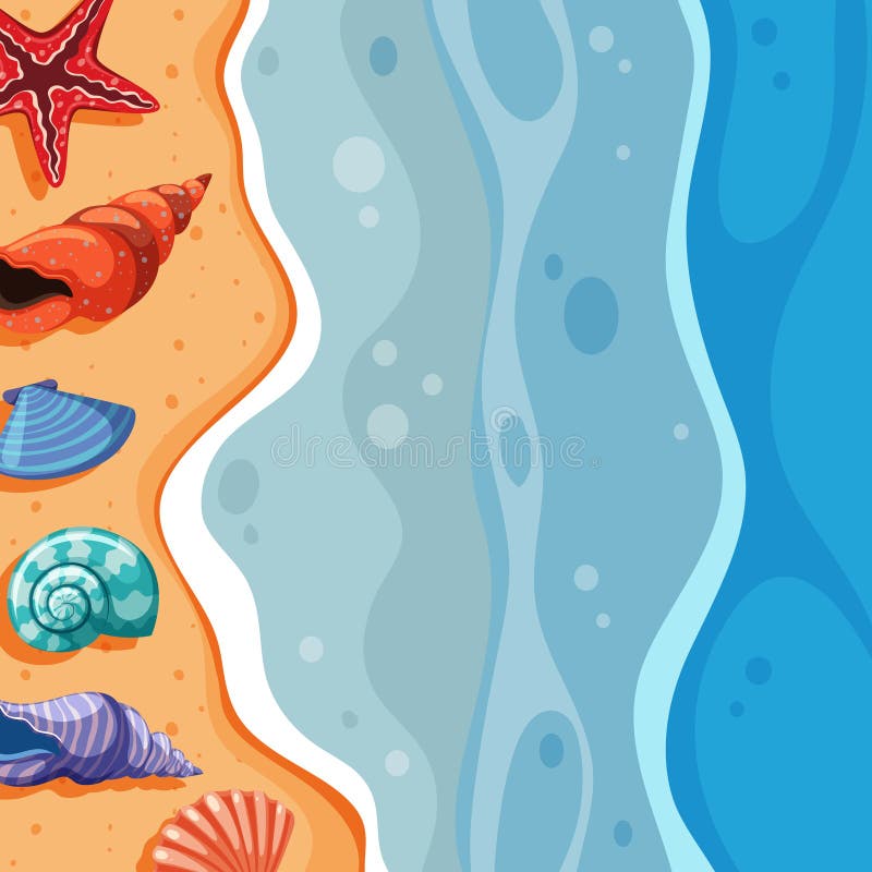 Background Scene with Seashells on Beach Stock Vector - Illustration of ...