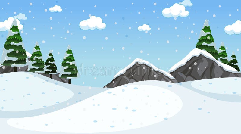 Background Scene with Snow in the Field Stock Vector - Illustration of ...