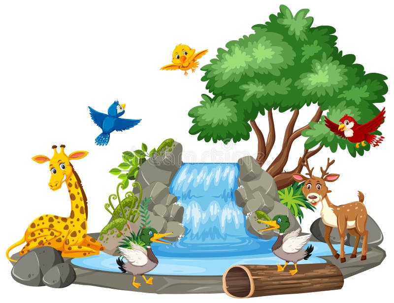 Waterfall Animals Stock Illustrations – 696 Waterfall Animals Stock ...