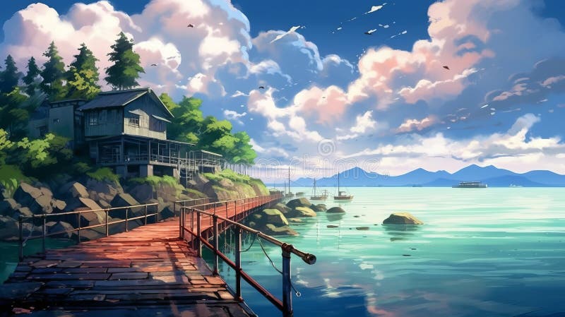 Background Scenery Anime. Generative AI Stock Illustration ...