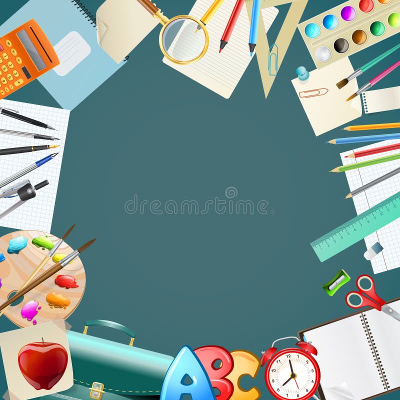 Background with School Items Stock Vector - Illustration of science ...