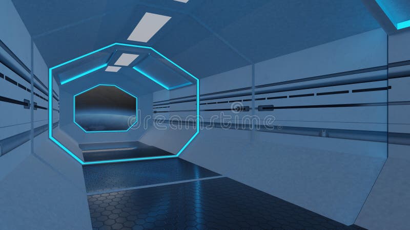 Background of Sci Fi Gate Tunnel Modern Futuristic Spaceship , 3D Illustration Rendering Stock ...