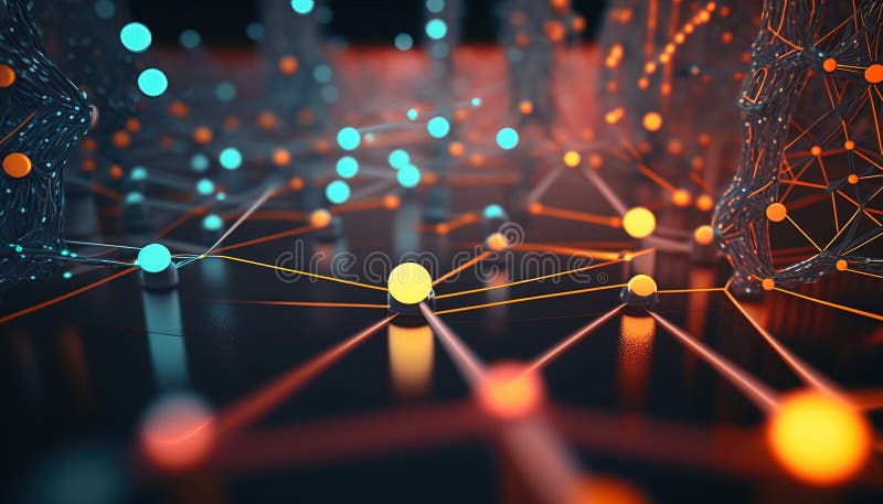 Background - Sci-Fi Network with Wireframe Robot on Cloud Backdrop - Ai ...