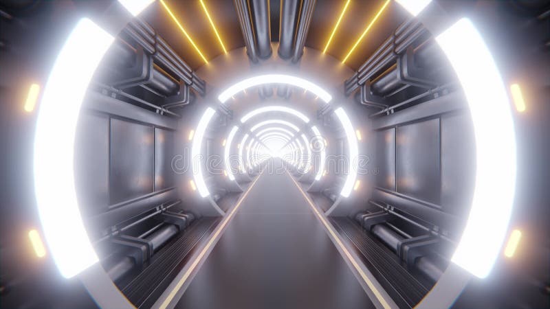 Red Background Science Fiction Interior. Sci-fi Corridors. 3d Animation ...