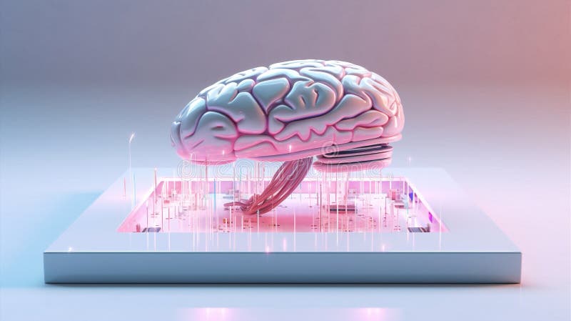 Futuristic Virtual Brain Pink Background Stock Illustrations – 231 ...
