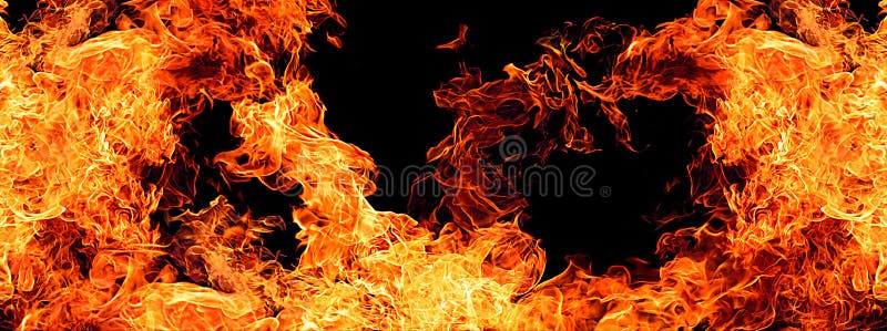 Background of Scorching Fire Flames Burning in the Dark Stock Photo ...