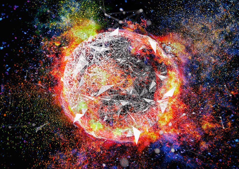 3d Illustration of a Burning Fireball Burning in the Dark Stock ...