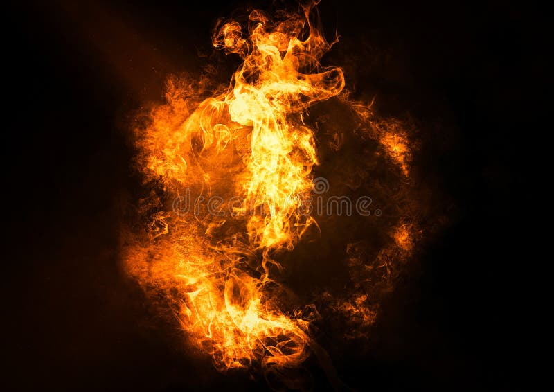 3d Illustration of a Burning Fireball Burning in the Dark Stock ...
