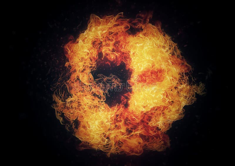 3d Illustration of a Burning Fireball Burning in the Dark Stock ...