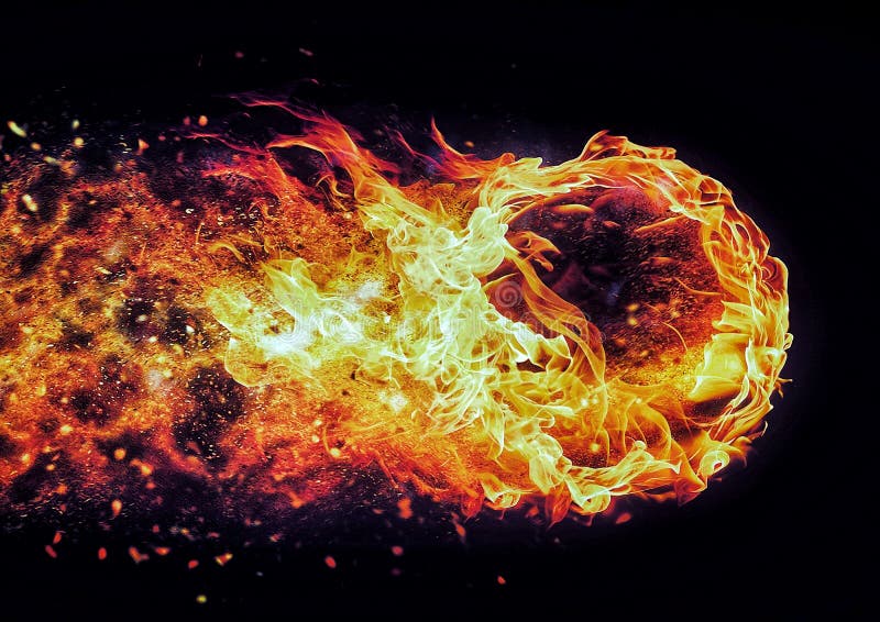 3d Illustration of a Burning Fireball Burning in the Dark Stock ...