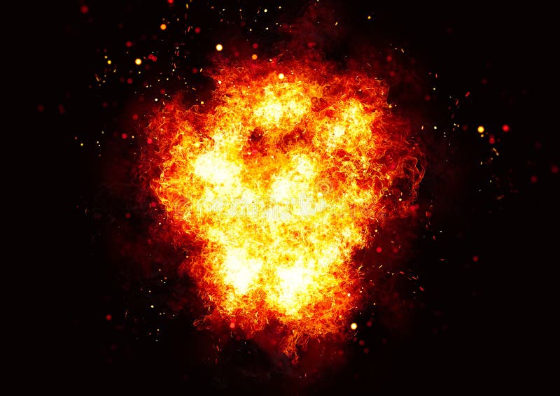 3d Illustration of a Burning Fireball Burning in the Dark Stock ...