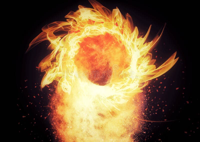 3d Illustration of a Ring of Burning Flames Burning in the Dark Stock ...