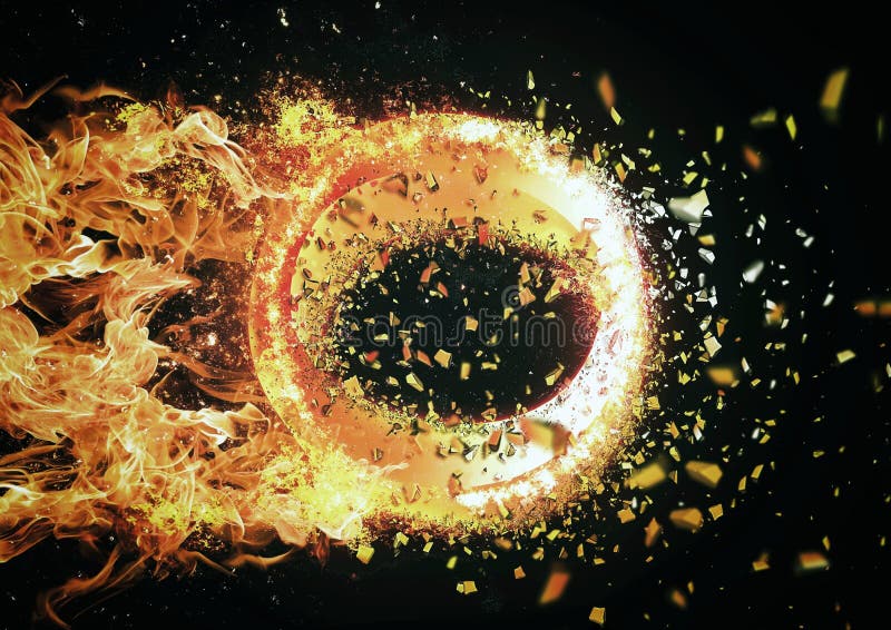 3d Illustration of a Ring of Burning Flames Burning in the Dark Stock ...