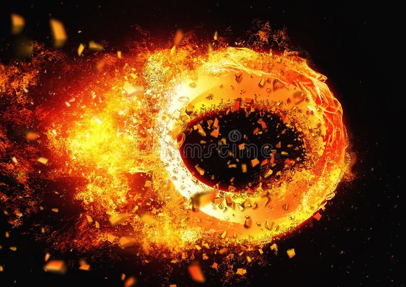 3d Illustration of a Ring of Burning Flames Burning in the Dark Stock ...