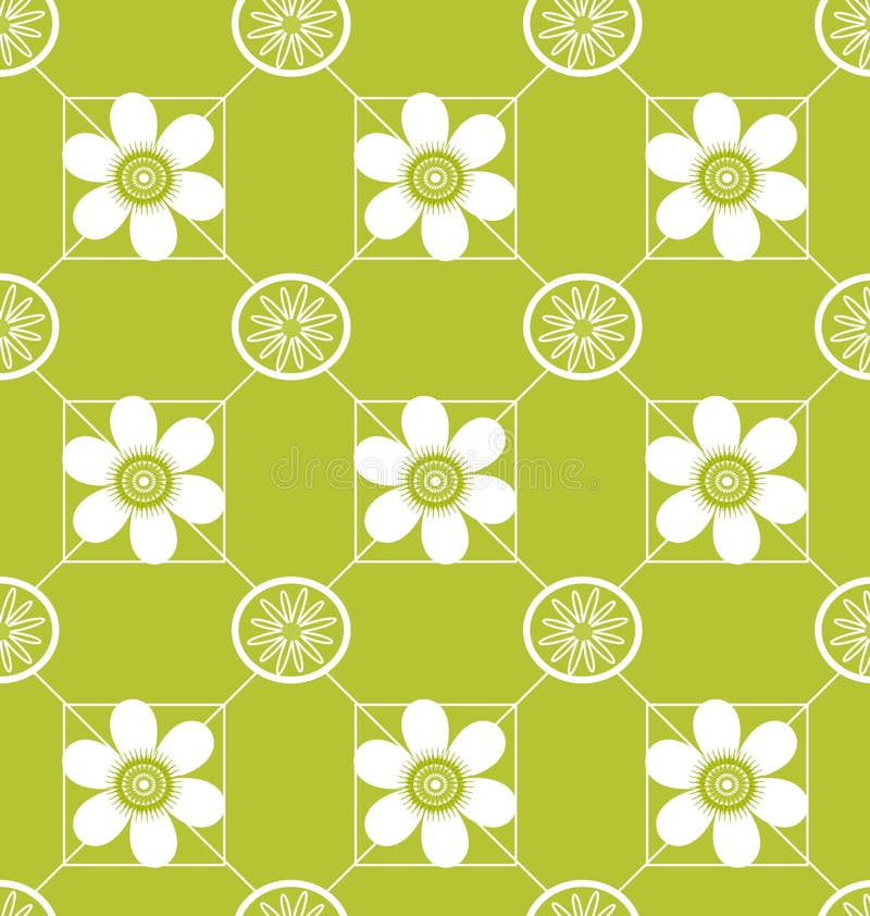 Floral Geometric Grid Pattern Stock Vector - Illustration of cartoon ...