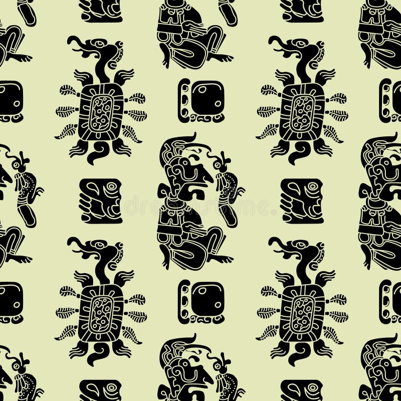 Background Seamless Pattern in Maya Style Stock Vector - Illustration ...