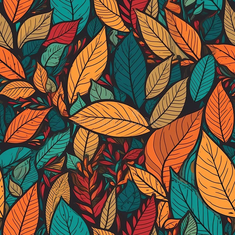 Texture with Seamless Pattern of Autumn Leaves. Generative AI Stock ...