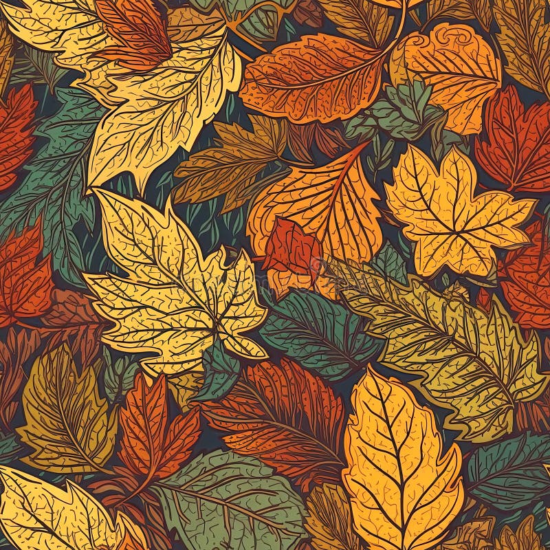 Background with Seamless Texture of Autumn Leaves. Generative AI Stock ...