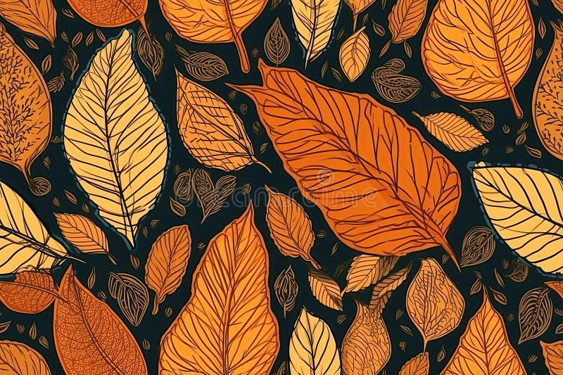 Background with Seamless Texture of Orange Autumn Leaves. Generative AI ...