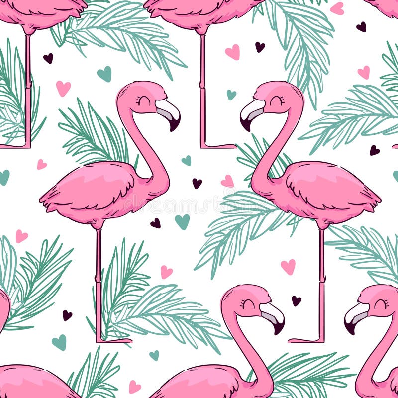 Background Seamless Vector Flamingo. Design Print for Textile Stock ...