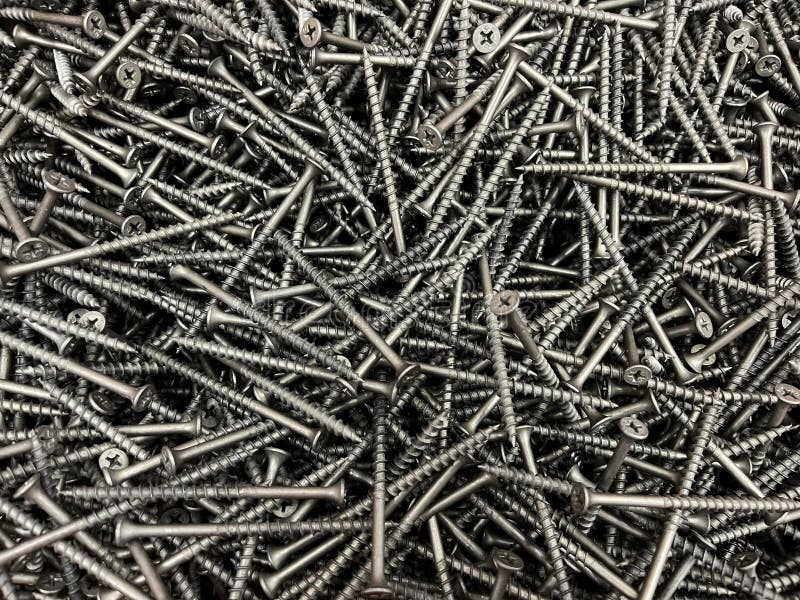Background of Self-tapping Screws in Close-up. Texture of Self-tapping ...