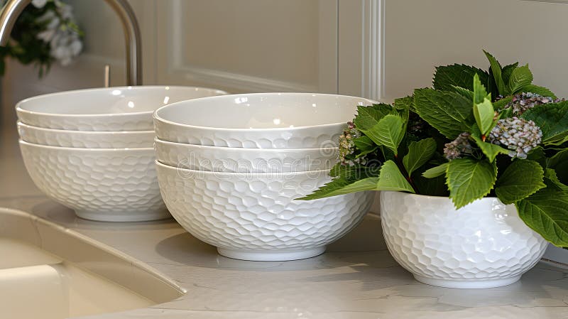 Background of a Set of Clean Dishes Near the Kitchen Sink on the ...