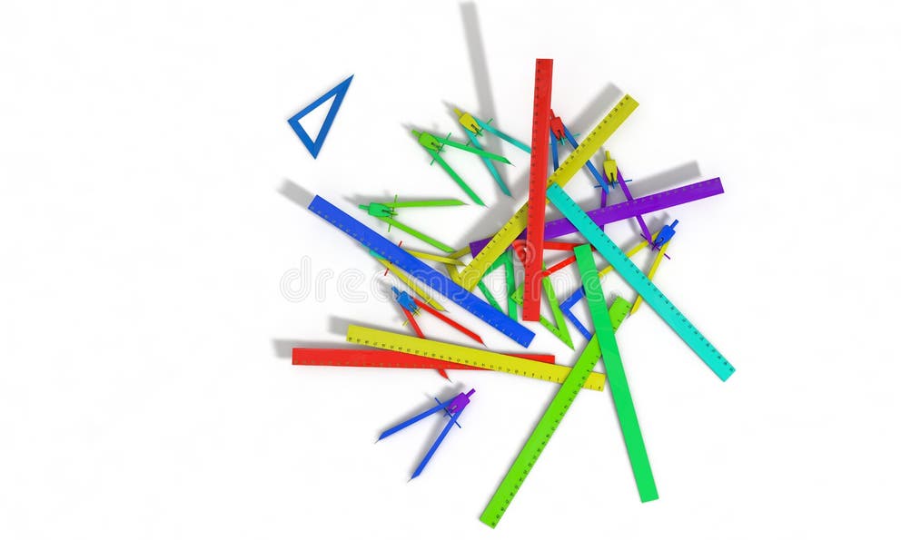 Background of Set Square ,compasses and Ruler Models, 3d Render Stock ...