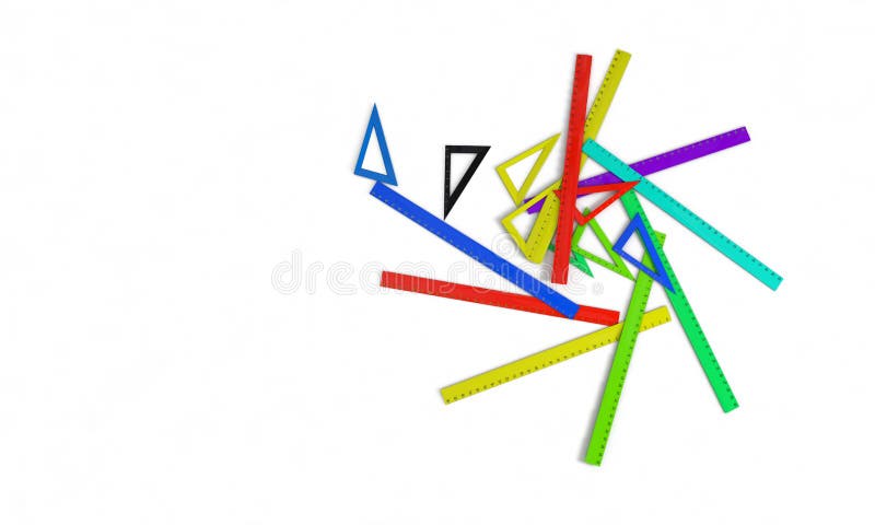 Set Square and Ruler Models Isolated on the White, 3d Render Stock ...