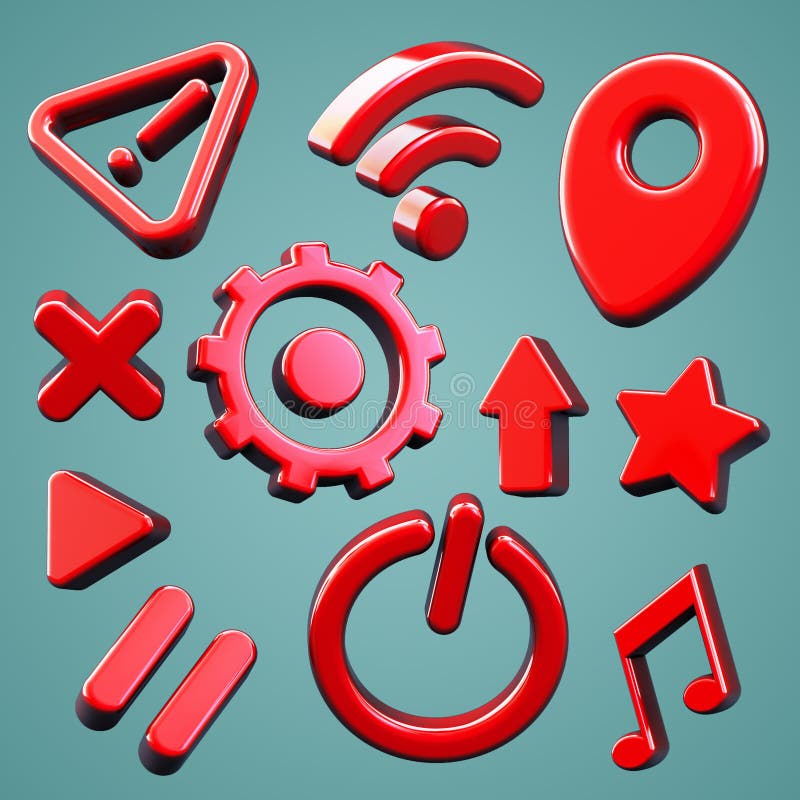 Background with a Set of Three-dimensional Icons Stock Illustration ...