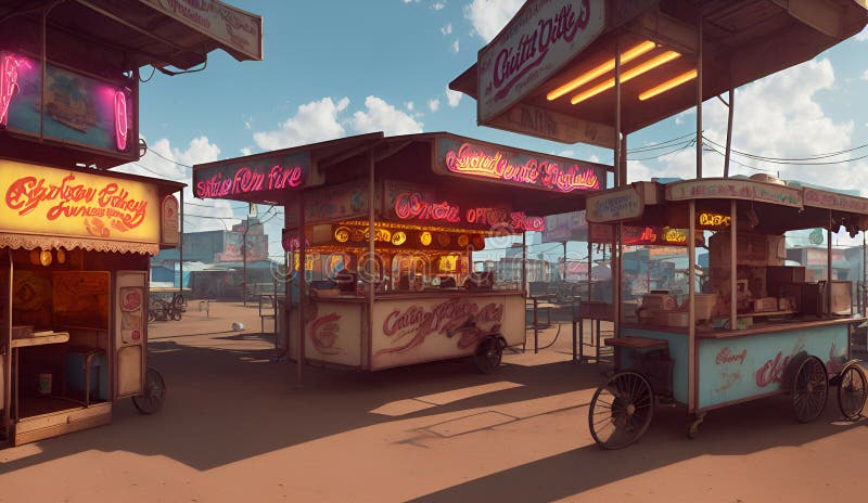 Hyper Detailed Nostalgic State Fair Trailers Stock Illustration ...