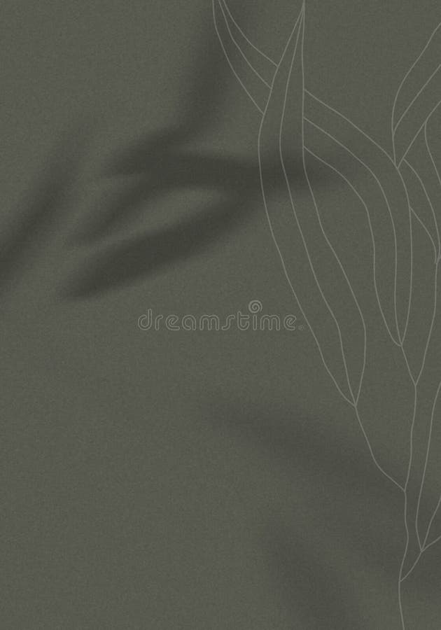 Background with Shadows of Eucalyptus Leaves with Line Art of Eucalyptus Branches on Dark Green ...
