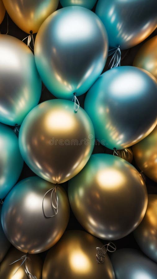 Background of Shiny Metallic Balloons Stock Illustration - Illustration ...