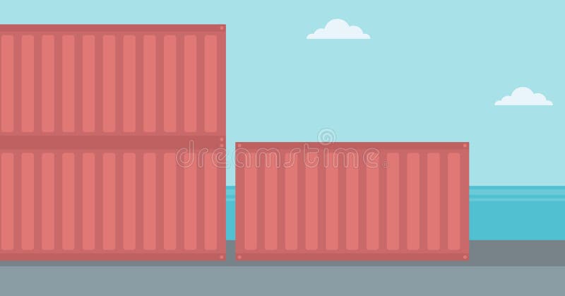 Background of Shipping Containers in Port. Stock Vector - Illustration ...