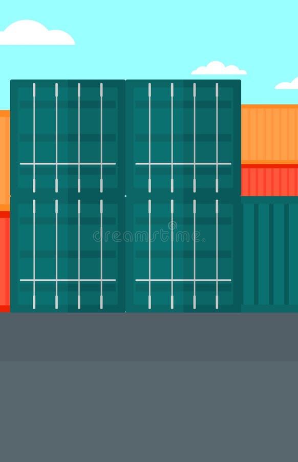 Background of Shipping Containers in Port. Stock Vector - Illustration ...