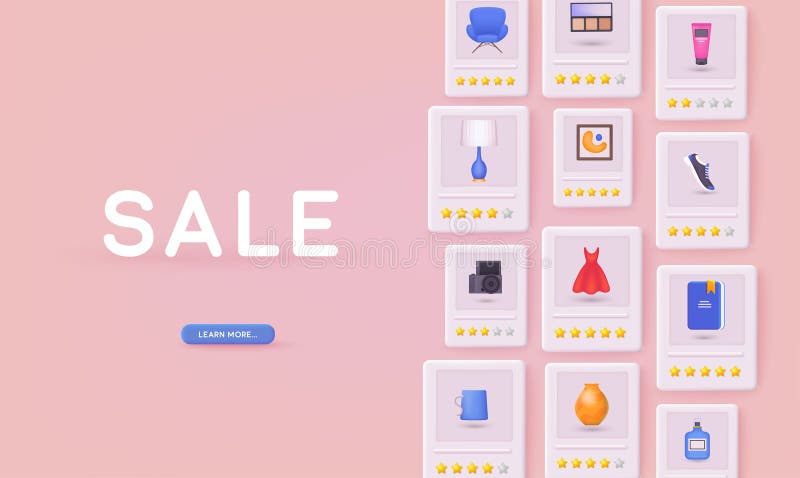 Background with Shopping Items. Online Shopping on Application and ...