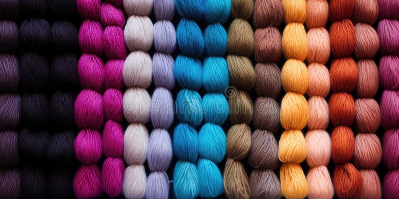 Background Showcases Colorful Skeins of Woolen Threads, Forming a ...