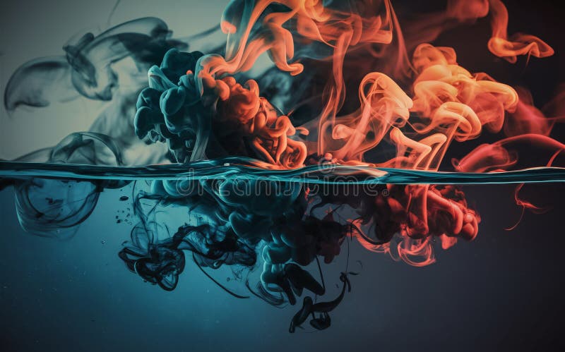 Generative-Ai, Abstract Smoke or Ink in Water Background Swirling ...
