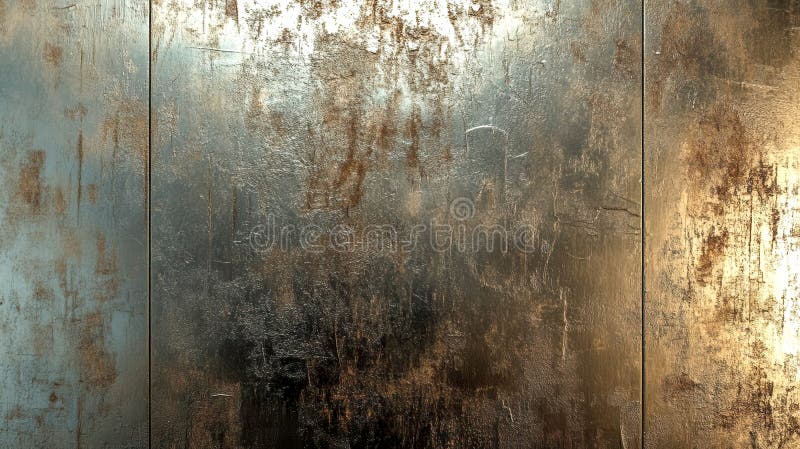 Background Showing Distressed Metallic Wall with Three Panels Stock ...