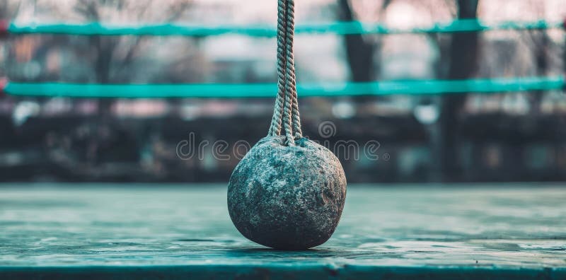 Background Shows a Blurred Boxing Ring and a Rustic Wood Tabletop Stock ...